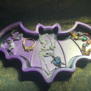 Gothic Resin Bat Jewelry Tray Purple and Black Bat Trinket Tray Ring ...
