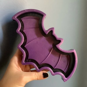 Gothic Resin Bat Jewelry Tray Purple and Black Bat Trinket Tray Ring ...