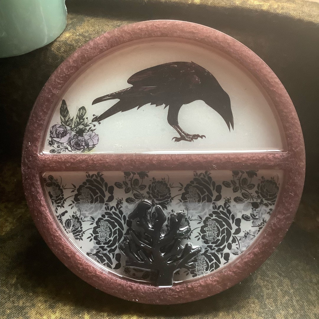 Gothic the Raven Resin Jewelry Tray Trinket Tray Ring Dish Black Roses ...