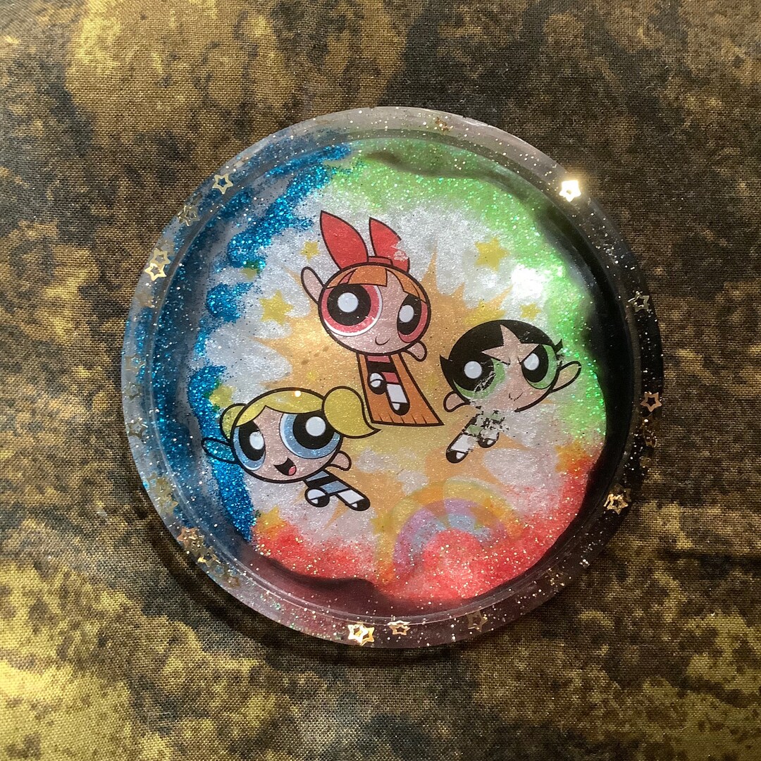 ON SALE the Powerpuff Girls Inspired Resin Coaster Jewelry Tray Trinket ...