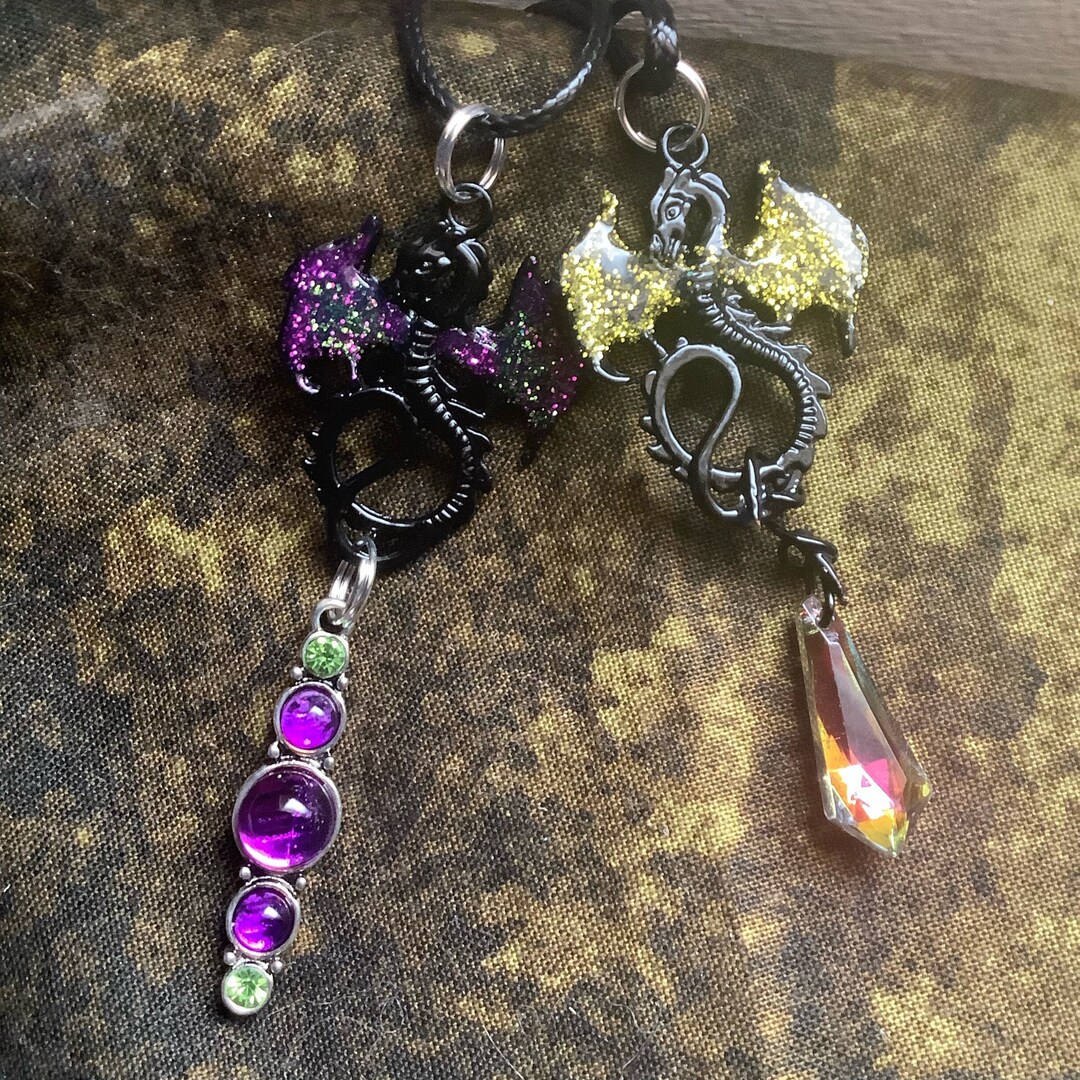 Maleficent Inspired Dragon Necklace or Oil Slick Drop Dragon Necklace ...