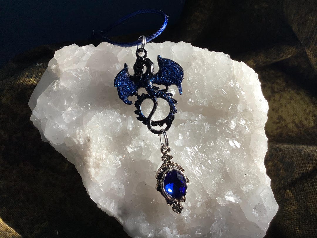 Blue Gem Dragon Necklace Dungeons and Dragons Jewelry Blue Dragon With ...