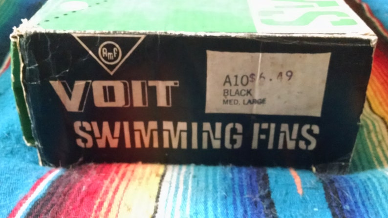 Vintage Voit Swimming Fins Diver Medium Large Black With Original Box ...