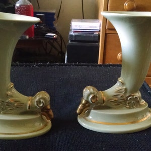 Antique Porcelain Vases Rams Head Gilt 1940s Gold Pair Beautiful - Etsy