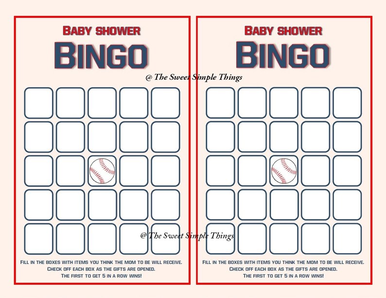 Baseball Baby Shower Bingo Cards Pre-filled AND Blank BINGO - Etsy