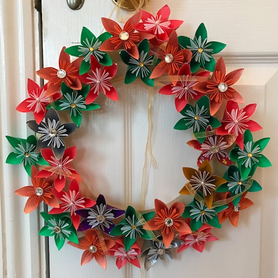 Large Origami Flower Wreath | Etsy