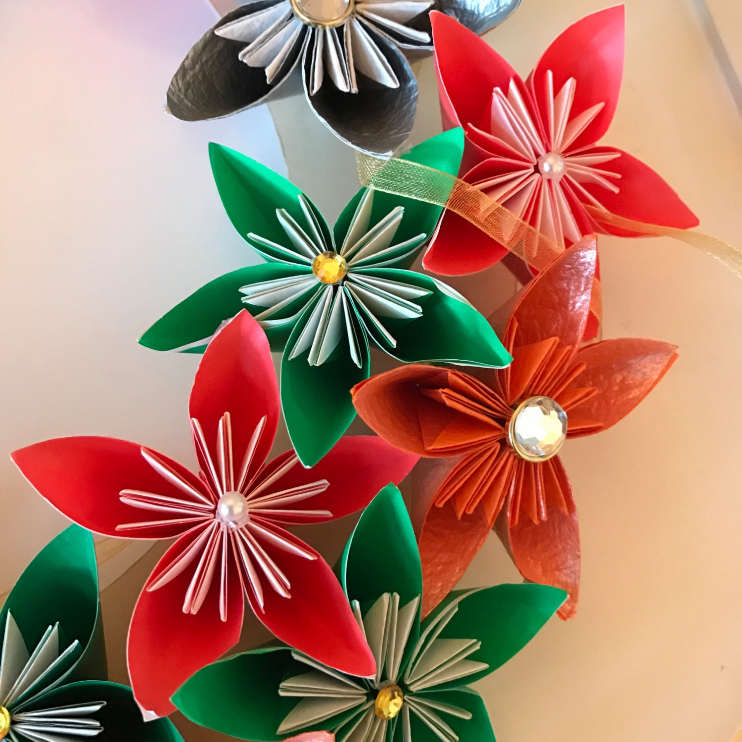 Large Origami Flower Wreath - Etsy