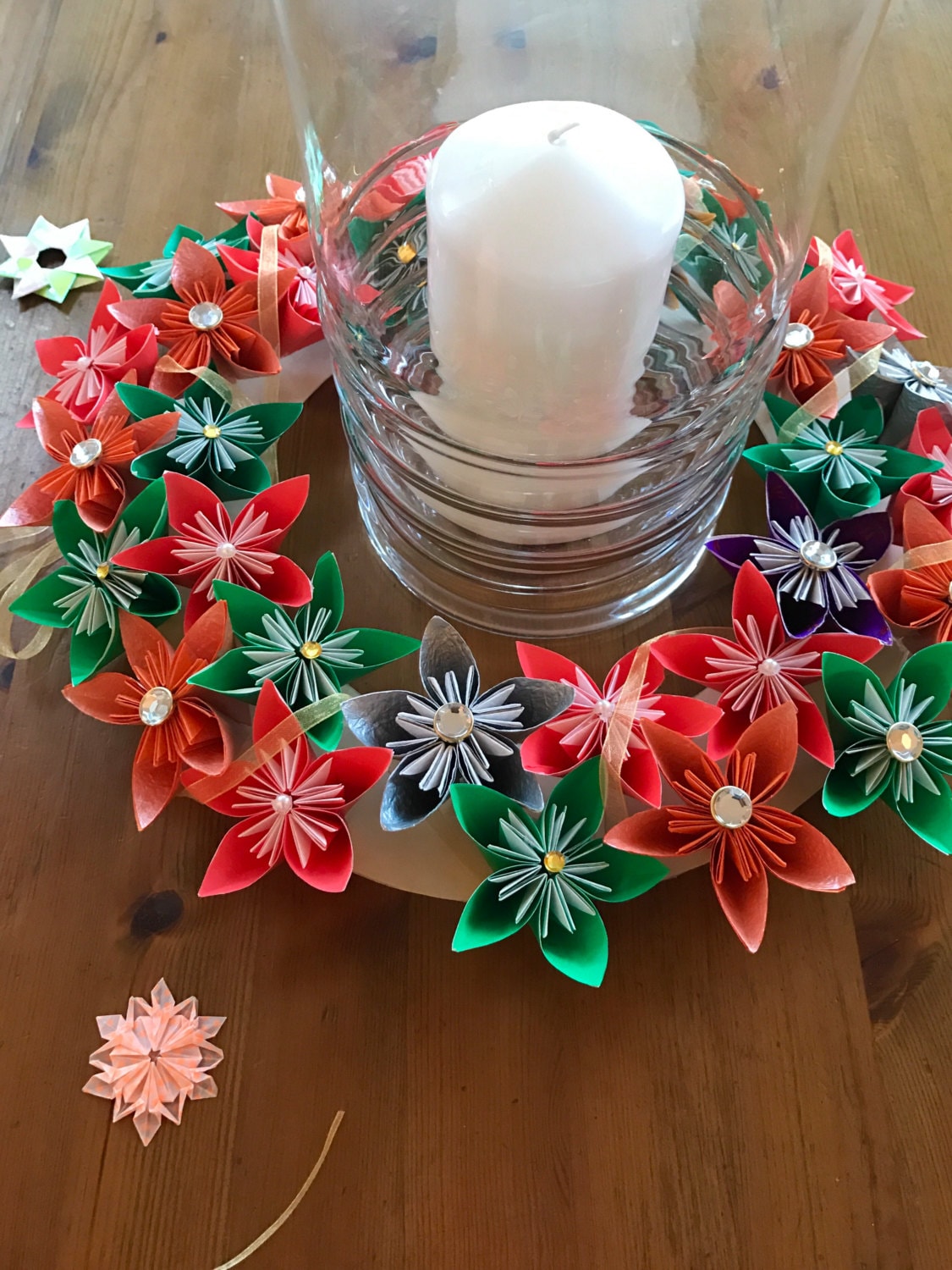 Large Origami Flower Wreath - Etsy