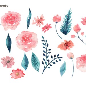 Spring Rose Floral Clip Art Set, Floral Backgrounds, Floral Frame, Pink ...