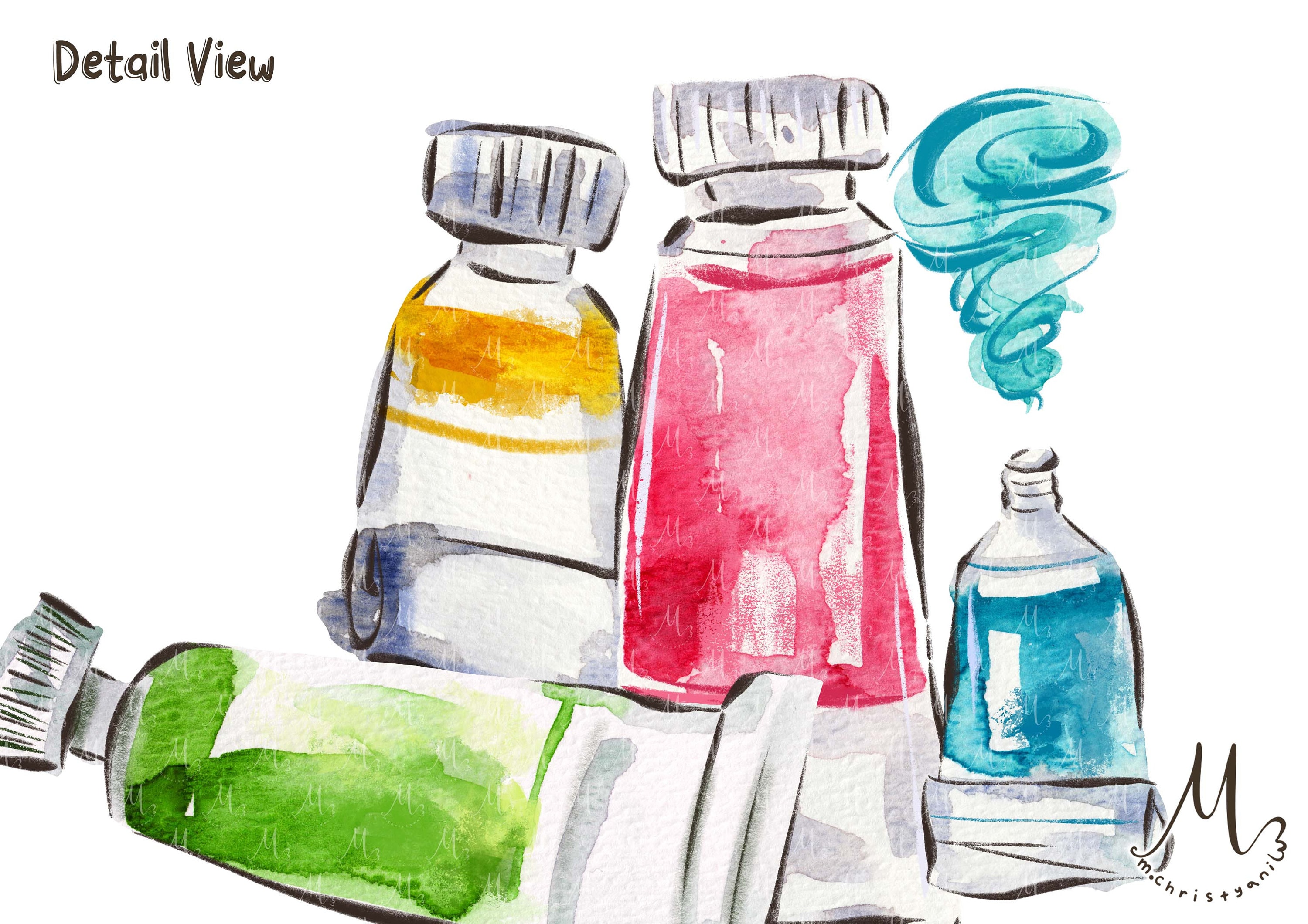 Watercolor Paint Tubes Clip Art & Seamless Patterns Mini Set,colorful ...