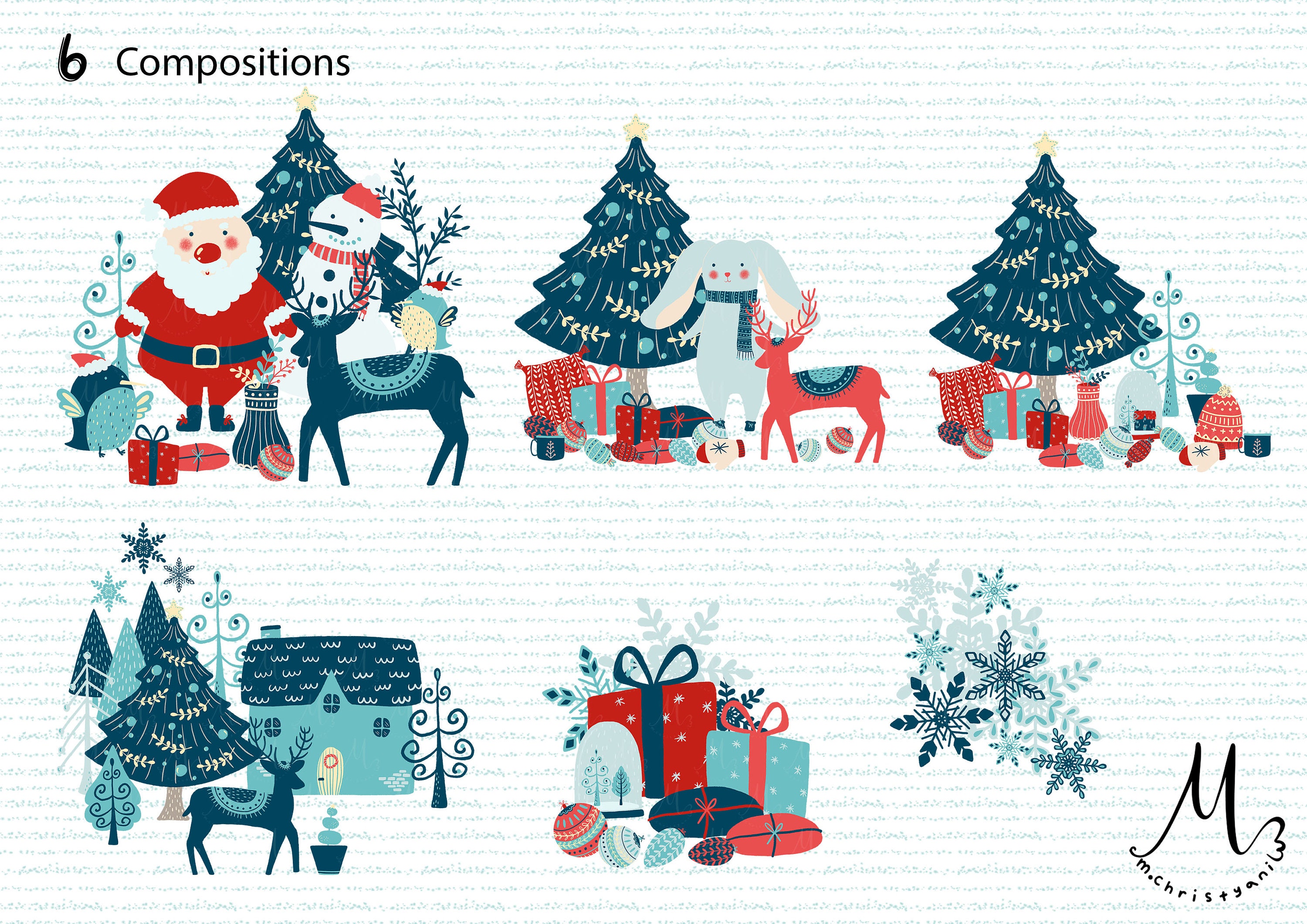 Christmas Elements Clip Art-holiday Clipart-clipart-planner - Etsy