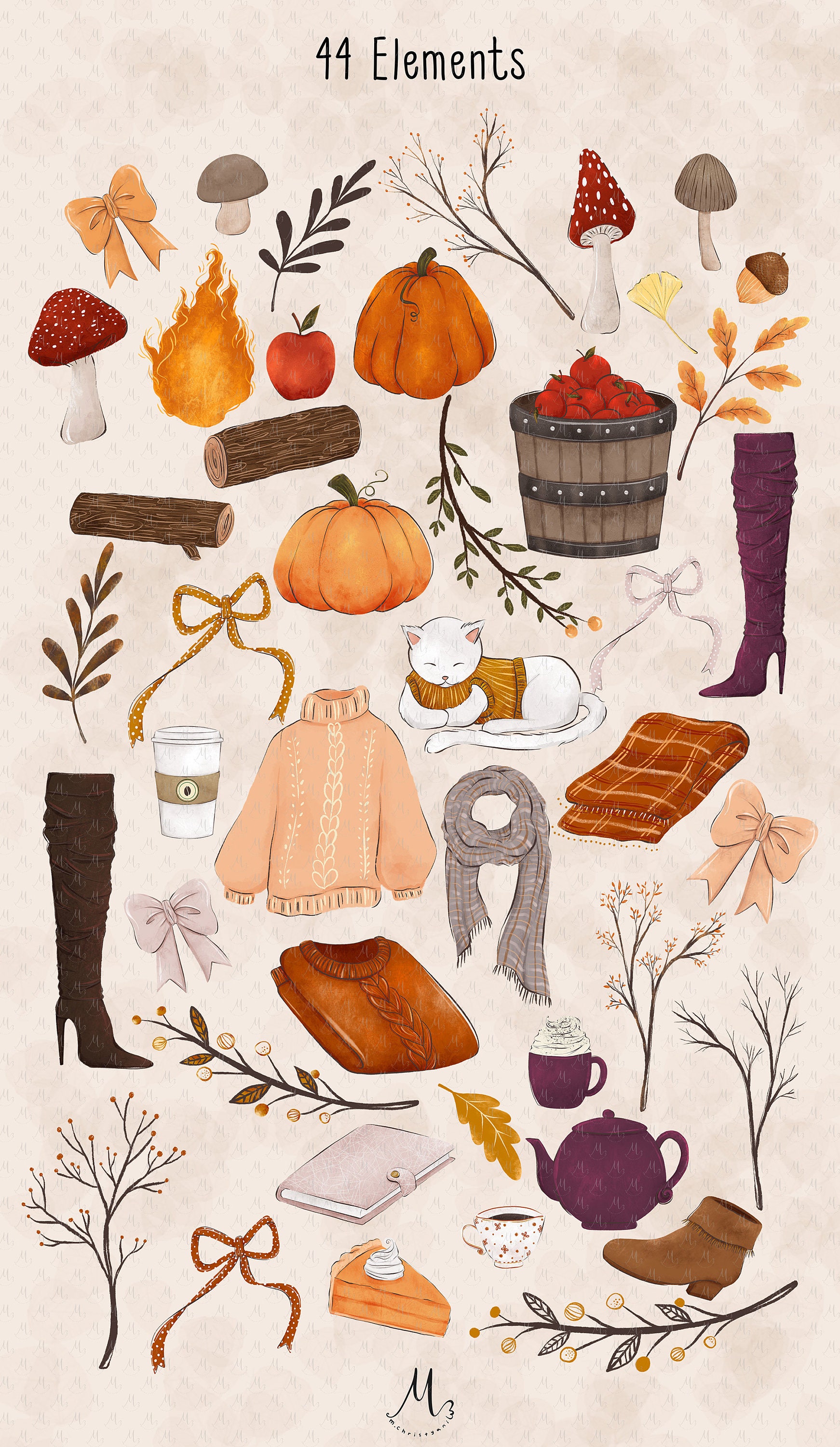 Fall Elements Clip Art Fall Clipart Planner Clipart Planner Stickers ...