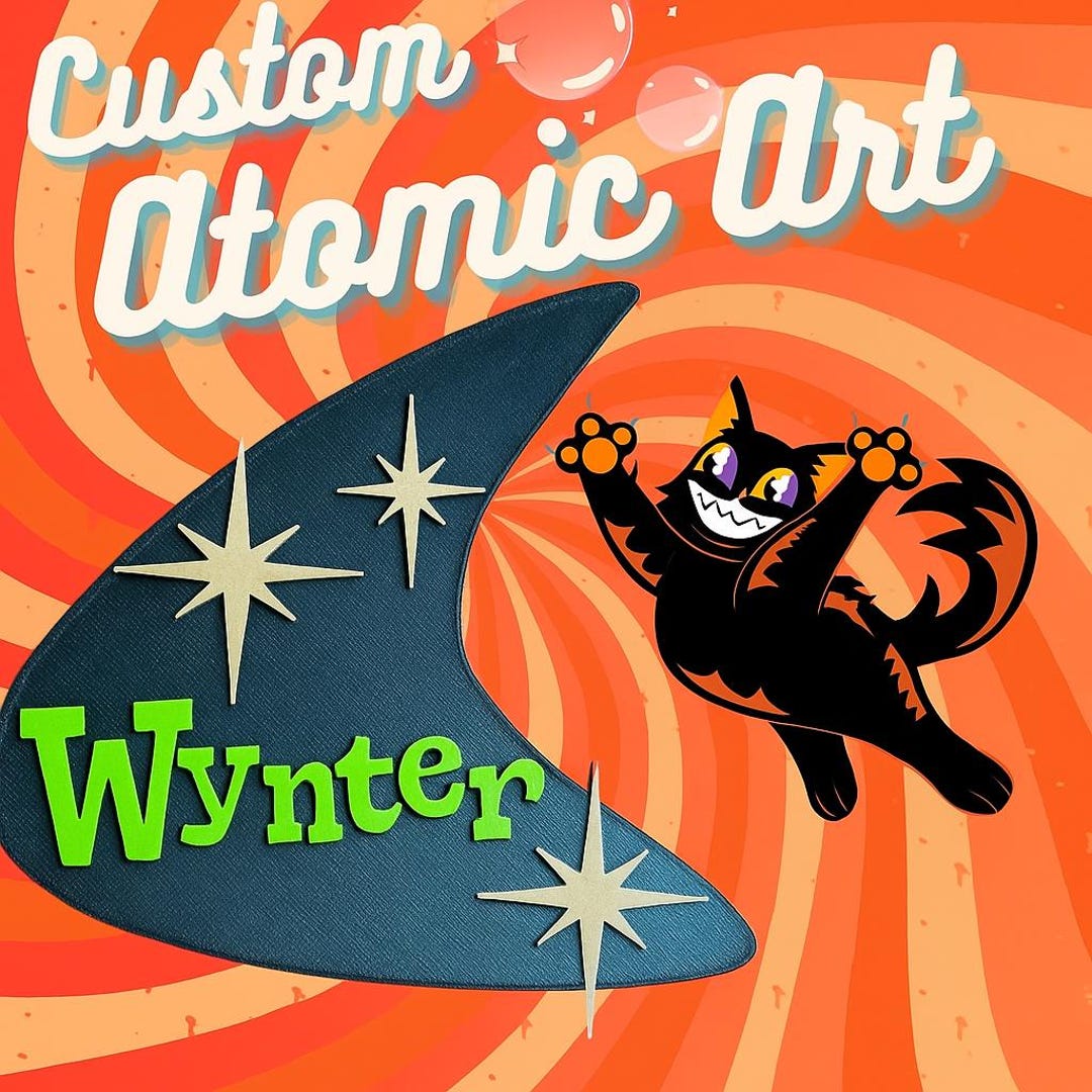 Custom Atomic Name Plate – Retro Mid Century Personalized Sign – 3D ...