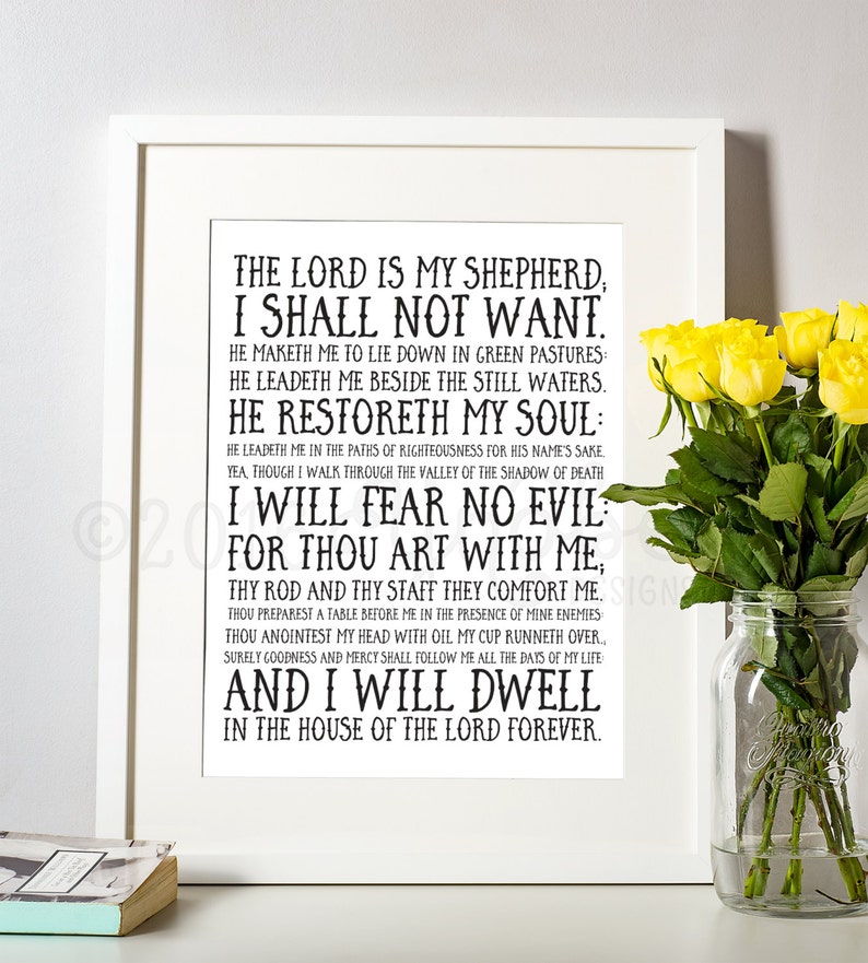 Psalms 23 23rd Psalm Love Printable Wall Art 8x10 5x7 | Etsy