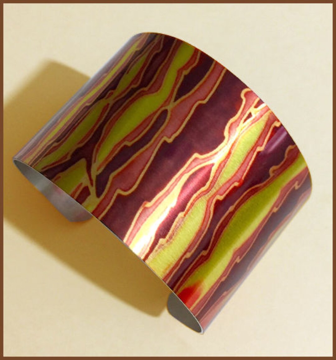 Contemporary Cuff Bracelet Trees at Sunset Silk Painting Print Red ...