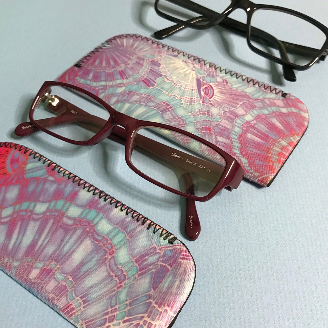 Clam Shell Soft Fabric Glasses Case in Pale Blue Pink Purple Turquoise ...