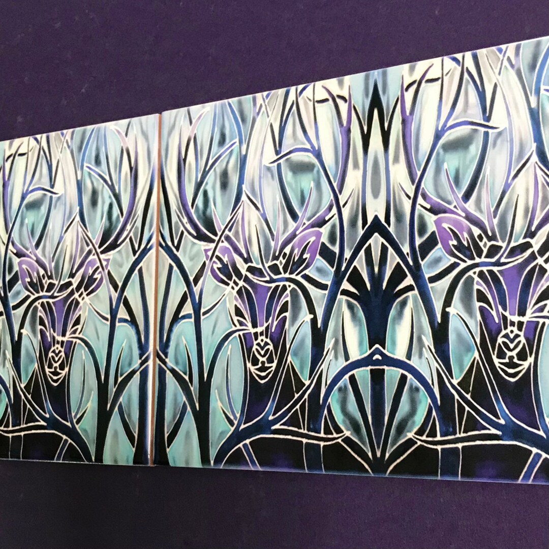 Majestic Stag Wall Tiles in Deep Blues for Kitchen or Bathroom Ceramic ...