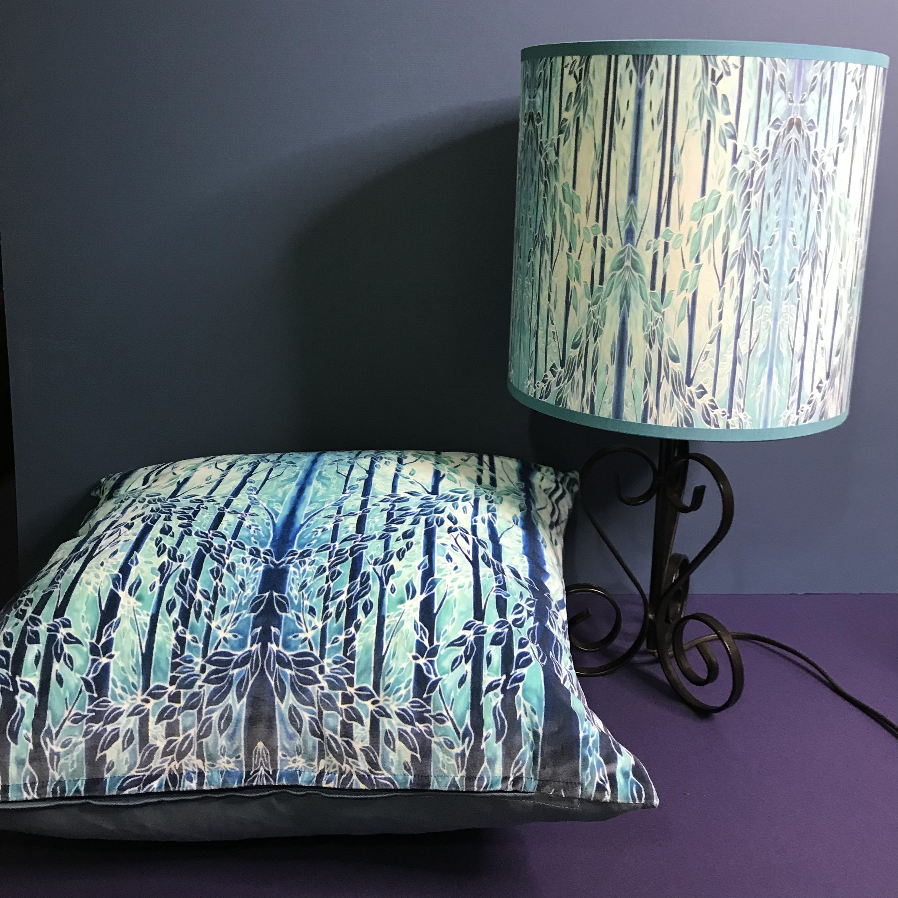 Petrol Blue Teal Trees Table Lamp Shade - Art Lampshade - Gentle ...