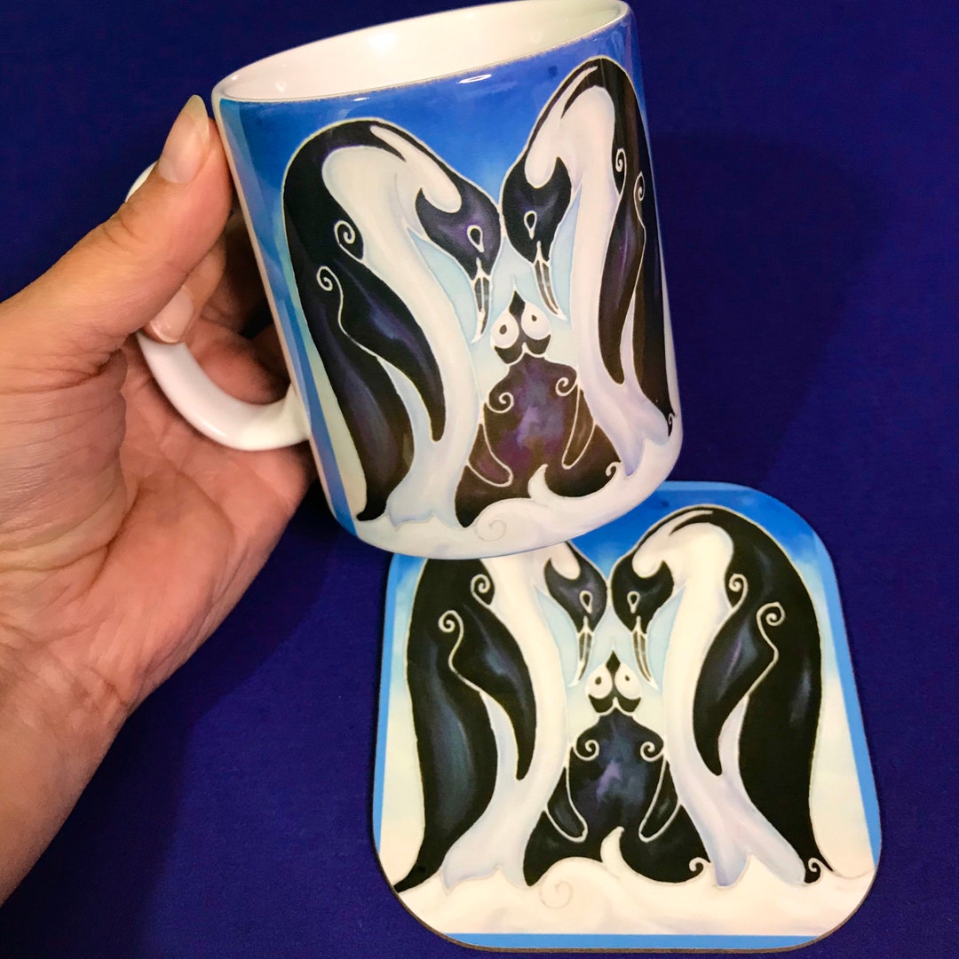 Penguin Ceramic Mug & Coaster Box Set - or Mug Only - Cute Penguins ...