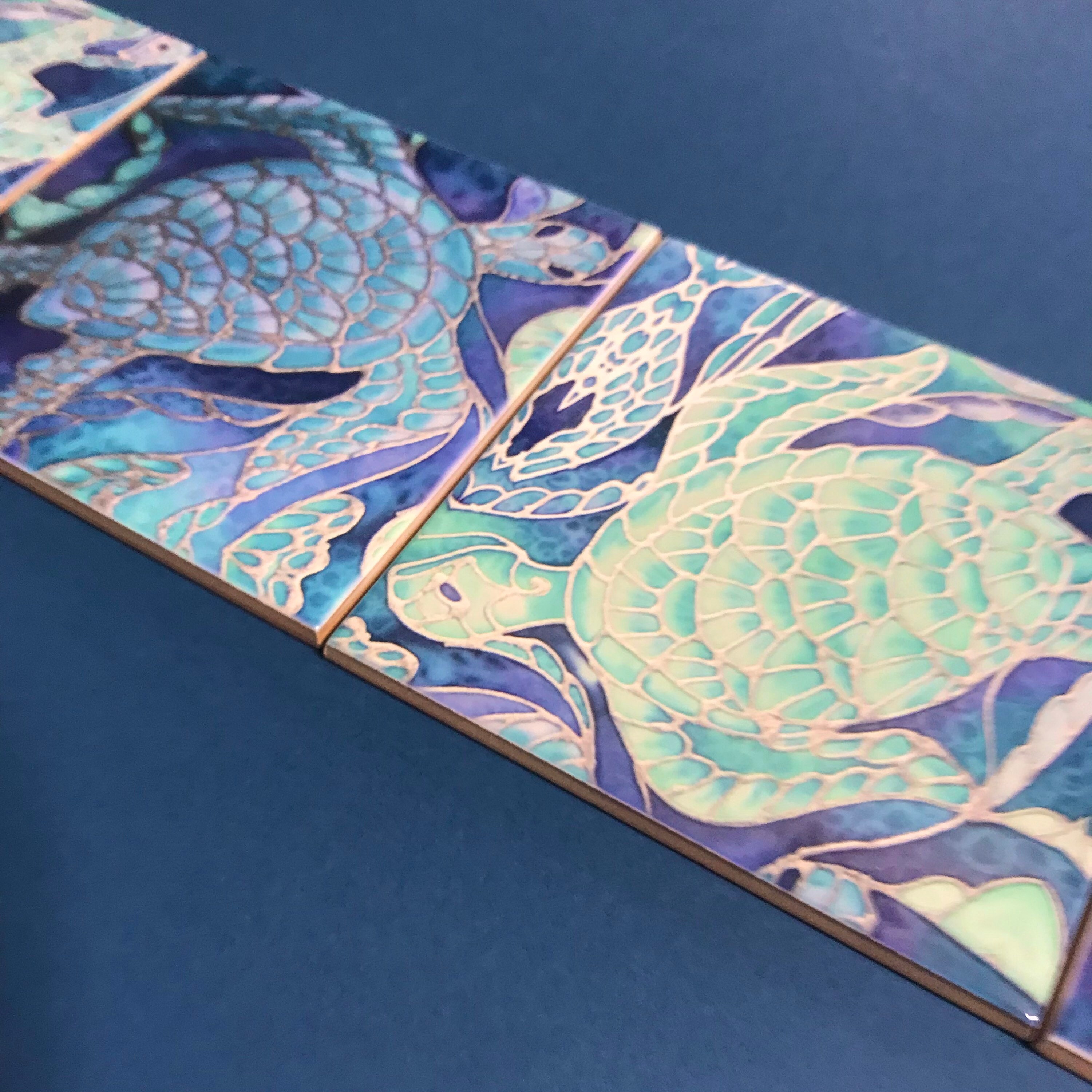 Turtle Mix 6” Square Wall Tiles - Blue, Turquoise and Aqua Home Decor ...