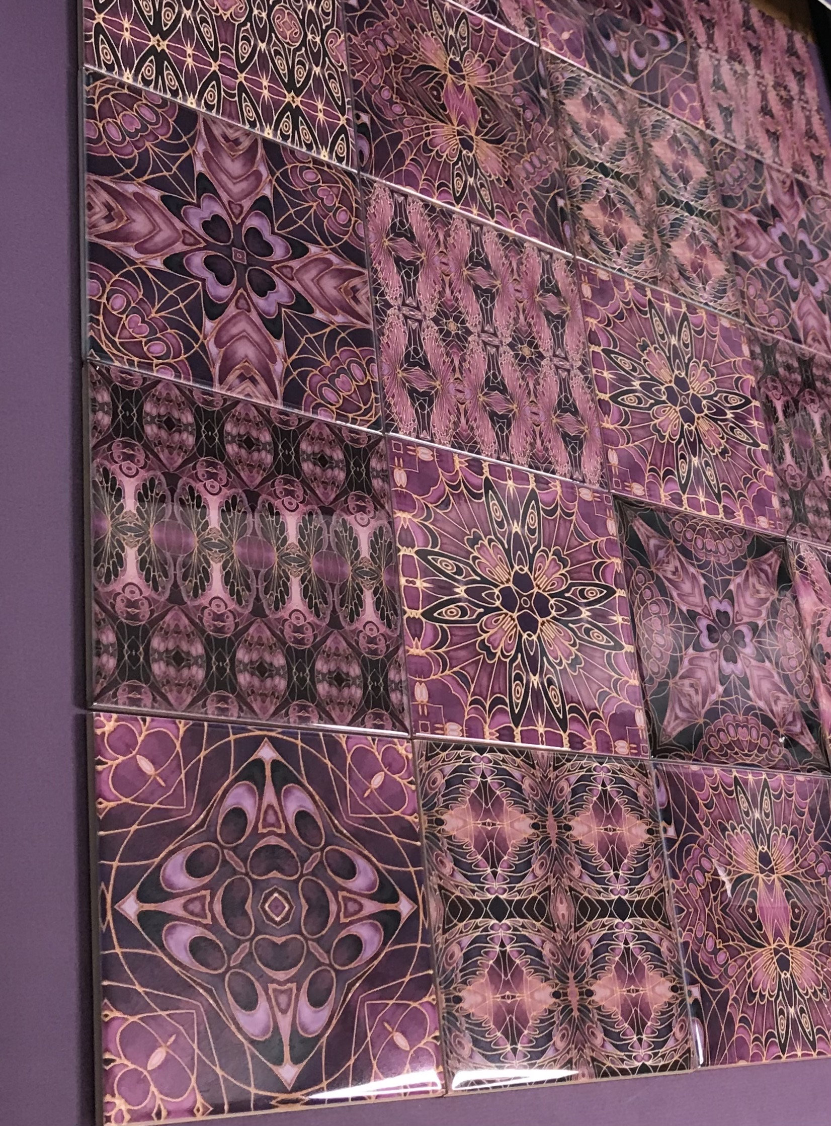 Gothic Mixed Set of 20 Hand Printed Tiles - Plum Black Charcoal ...