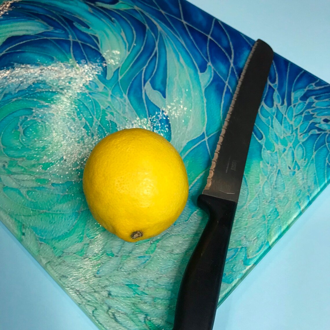 Dolphin Glass Chopping Board Blue Turquoise Kitchen Decor - Etsy UK