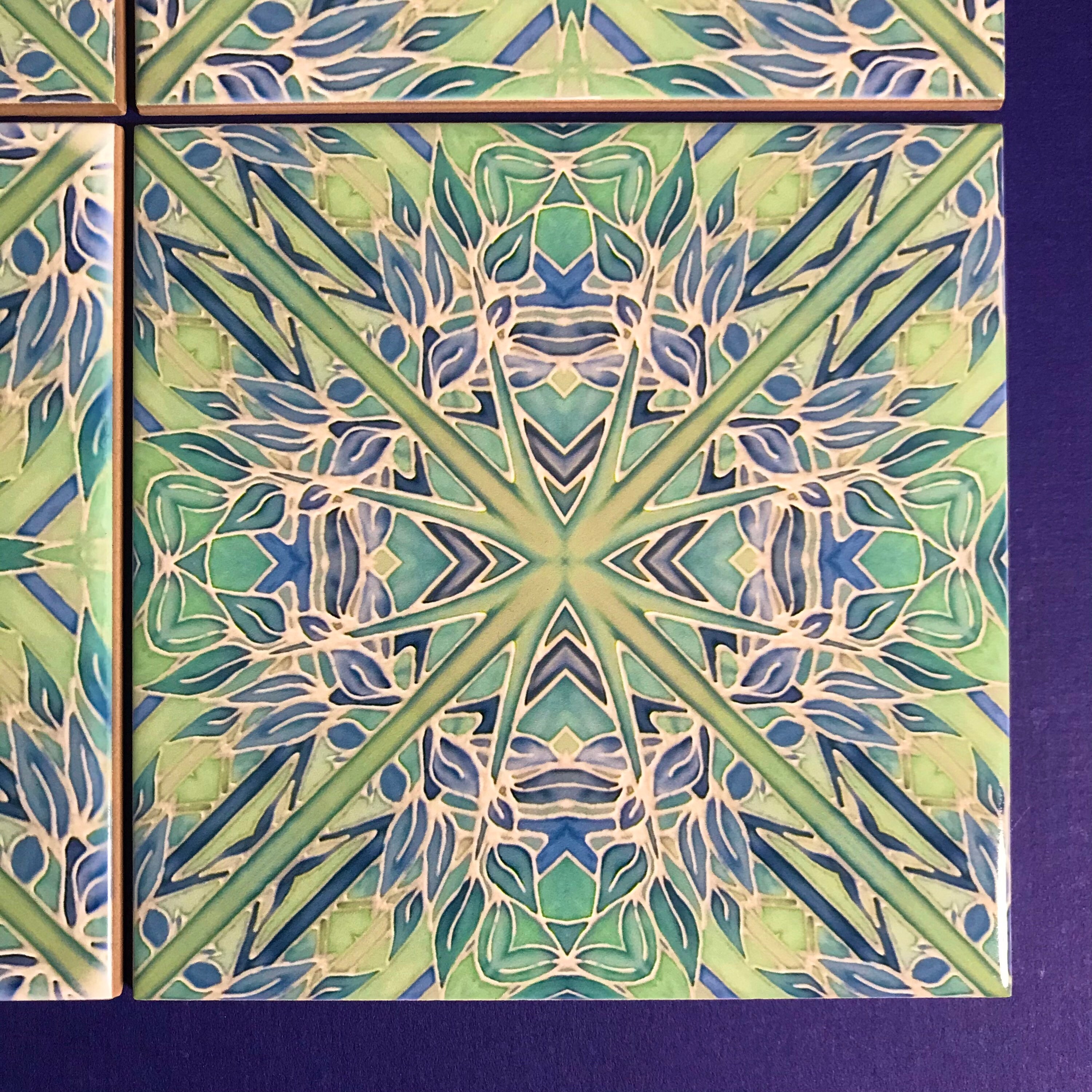 Set mixto azulejos impresos a mano kaleidoscope Tile Art en | Etsy