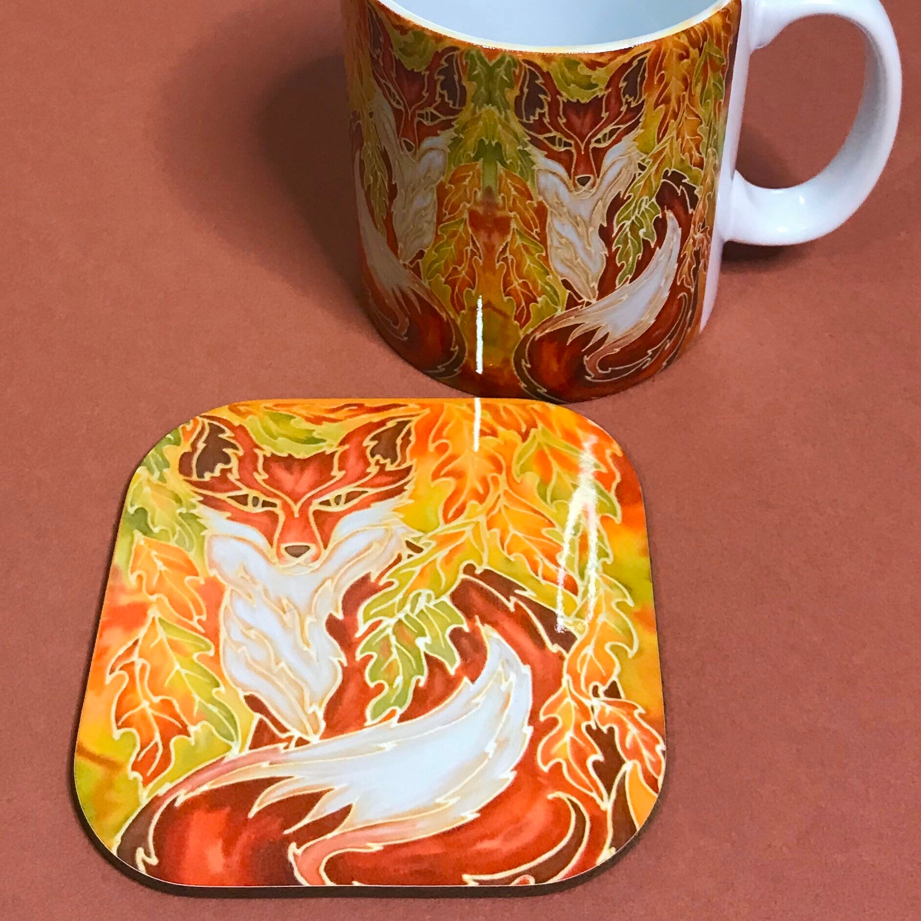 Beautiful Leafy Fox Mug and Coaster Box Set or Tea Mug Only - Etsy UK