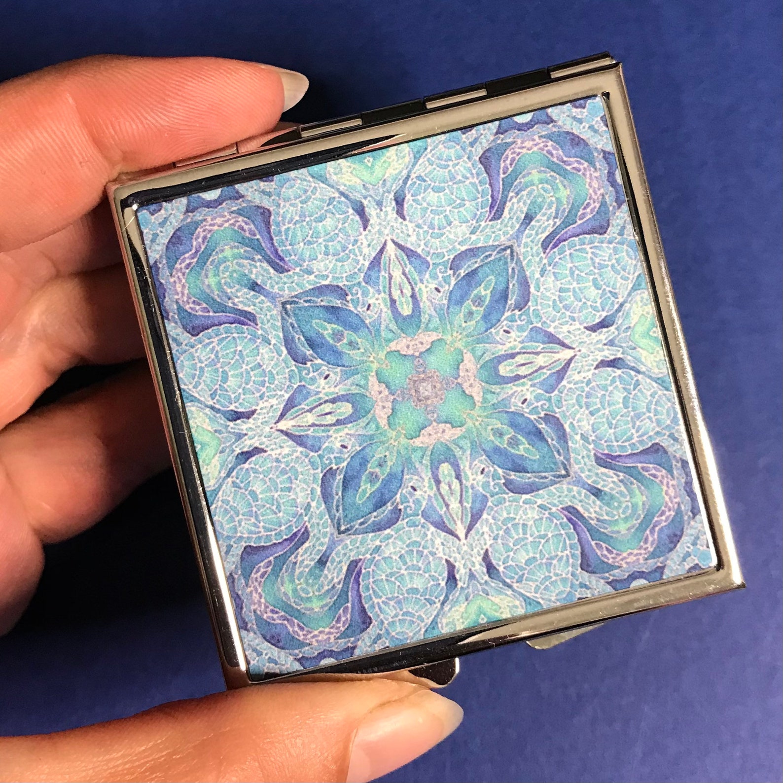 Turtle Mandala Pocket Pill Box - Large Pill Container for Handbag ...