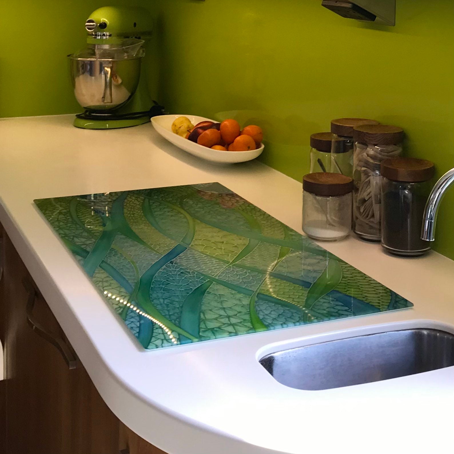 Stunning Extra Large Green Glass Counter Saver Green Mint - Etsy UK
