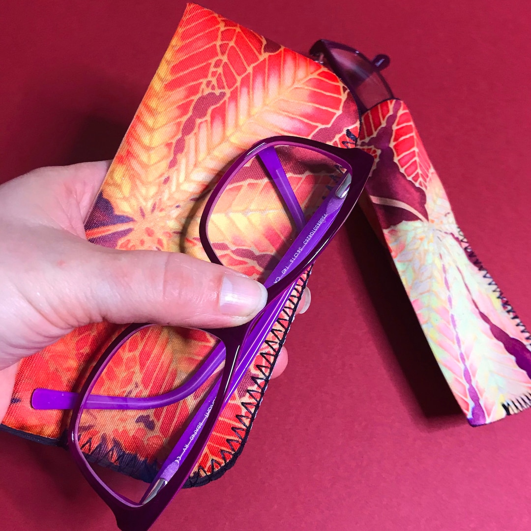 Soft Protective Fall Spectacles Case - Autumn Leaves Print Slip on ...