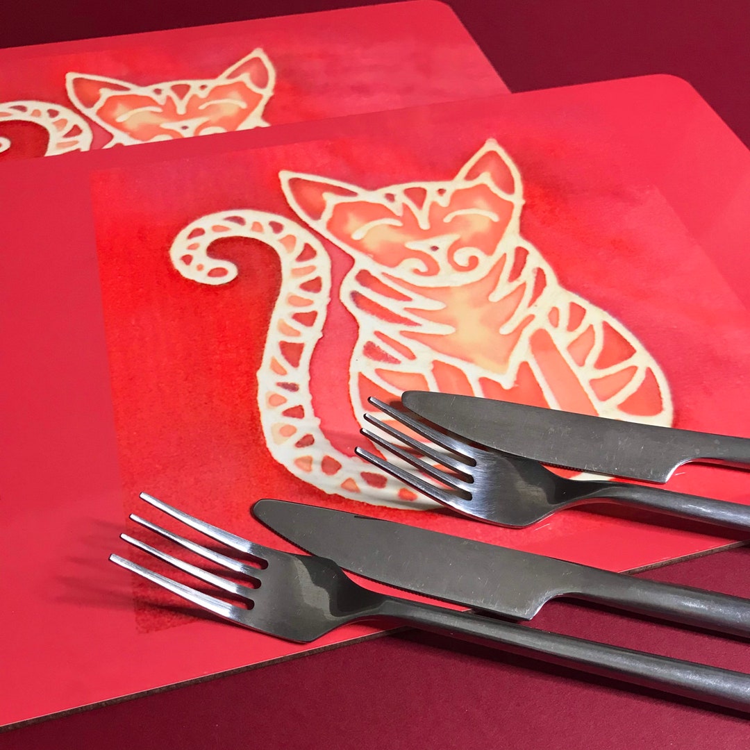 Pair of Ginger Tabby Cat Table Mats Now on SALE at Less Than HALF PRICE ...