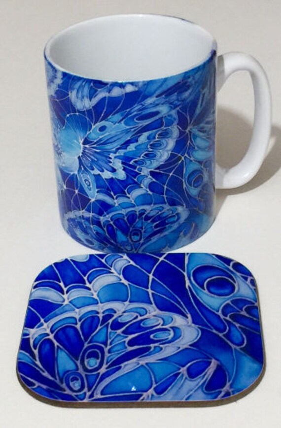 Blue Butterfly Coffee Mug OR Butterflies Mug & Coaster Set | Etsy
