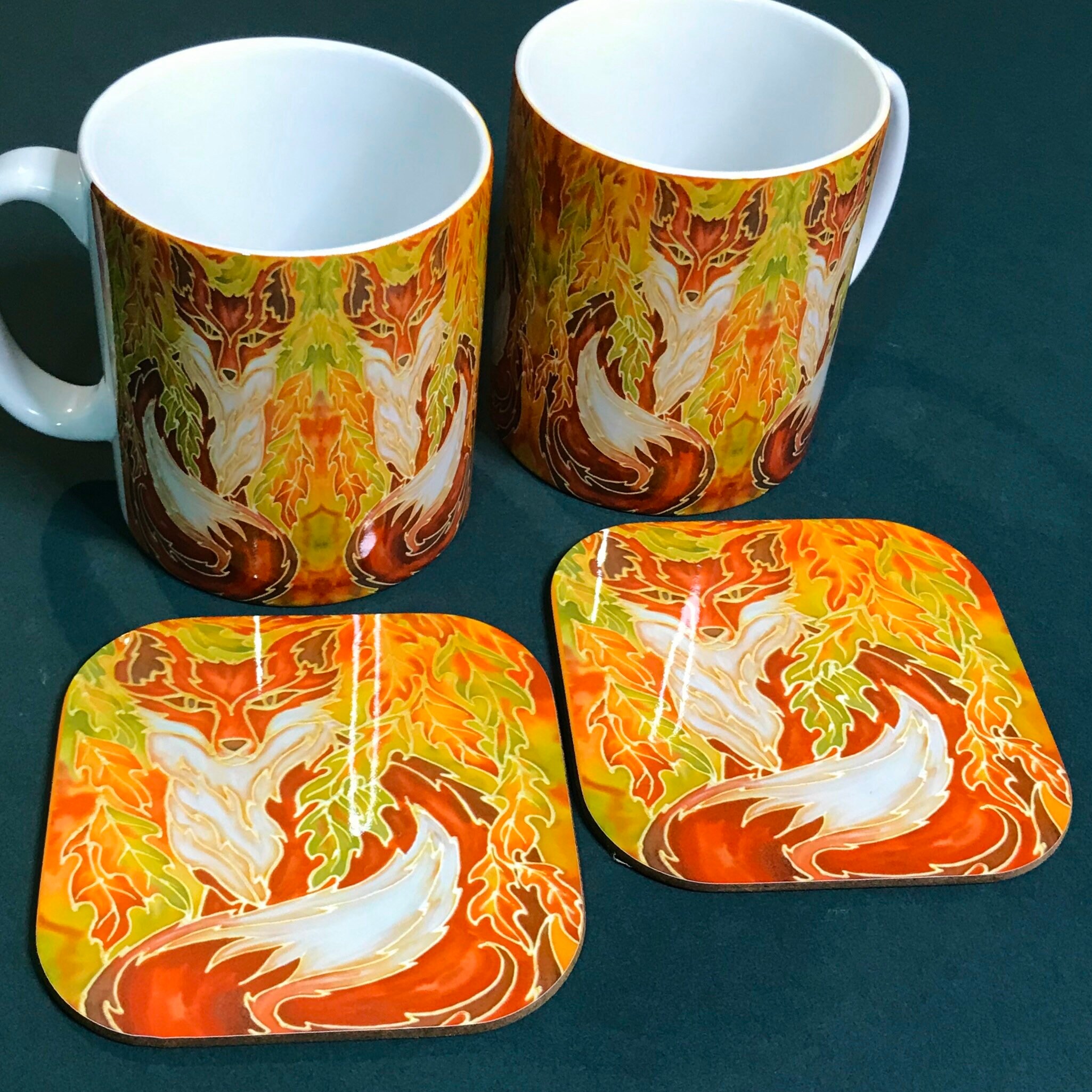 Beautiful Leafy Fox Mug and Coaster Box Set or Tea Mug Only | Etsy UK
