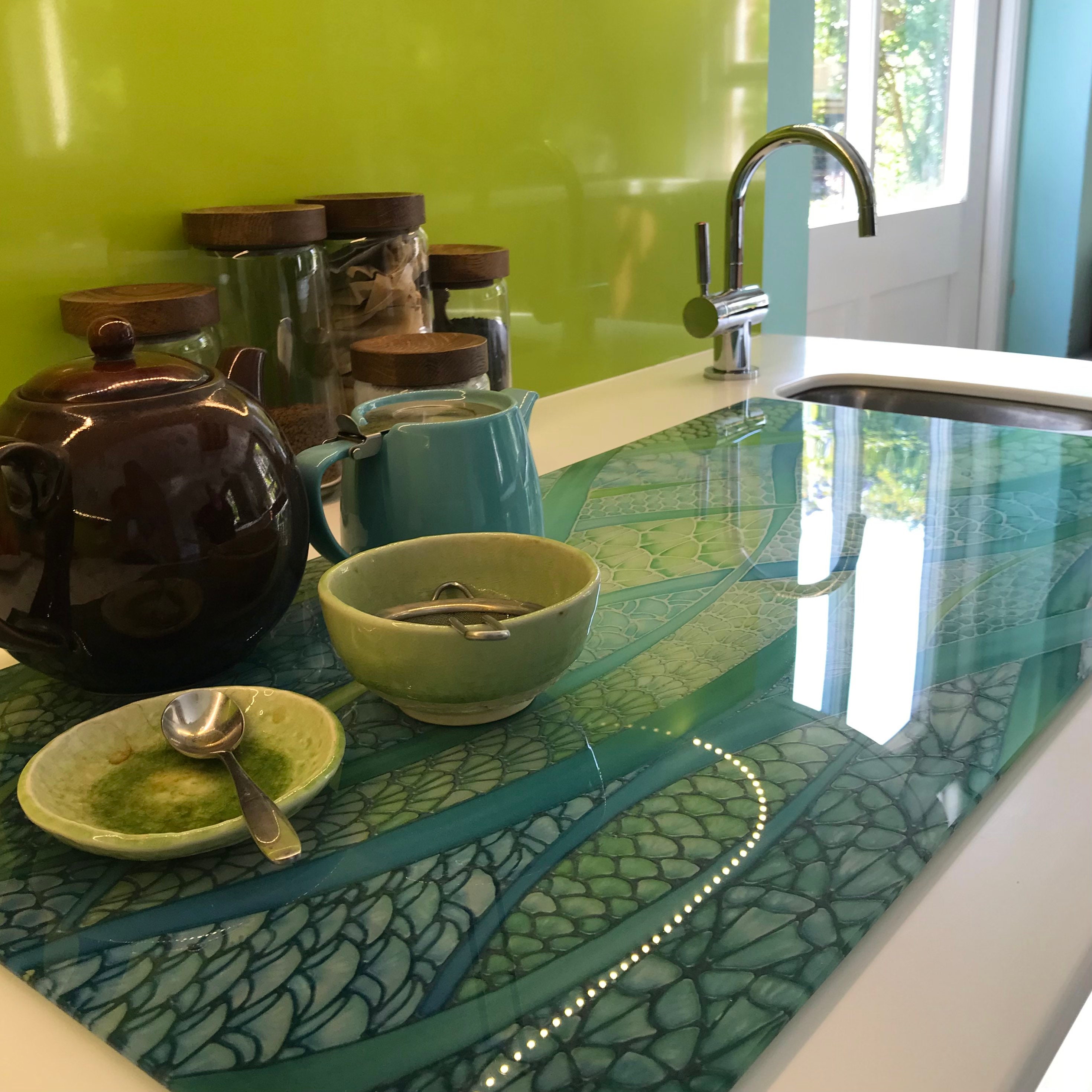 Stunning Extra Large Green Glass Counter Saver Green Mint - Etsy UK