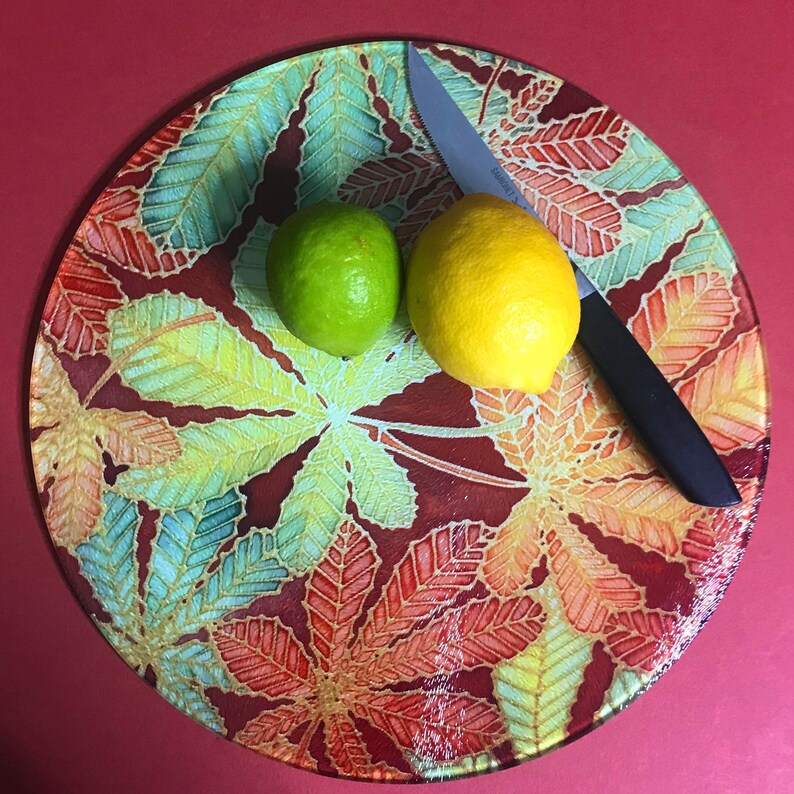 Green Rust Chocolate Horsechestnut Leaves Glass Board - Etsy UK