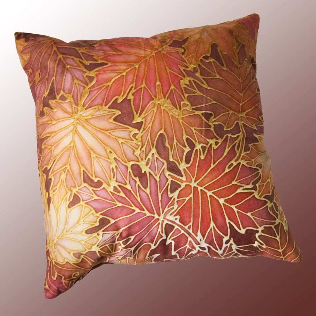 Fall Decor Throw Pillow - Autumn Leaves Settee Cushion - Maple Leaf ...
