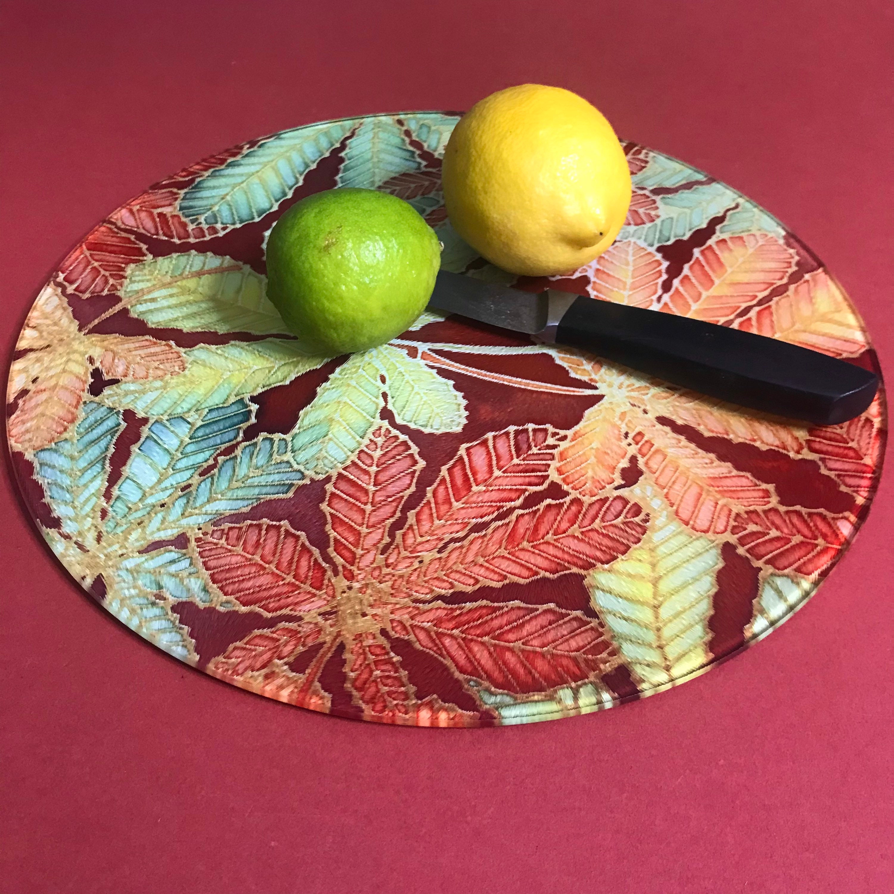 Green Rust Chocolate Horsechestnut Leaves Glass Board - Etsy UK