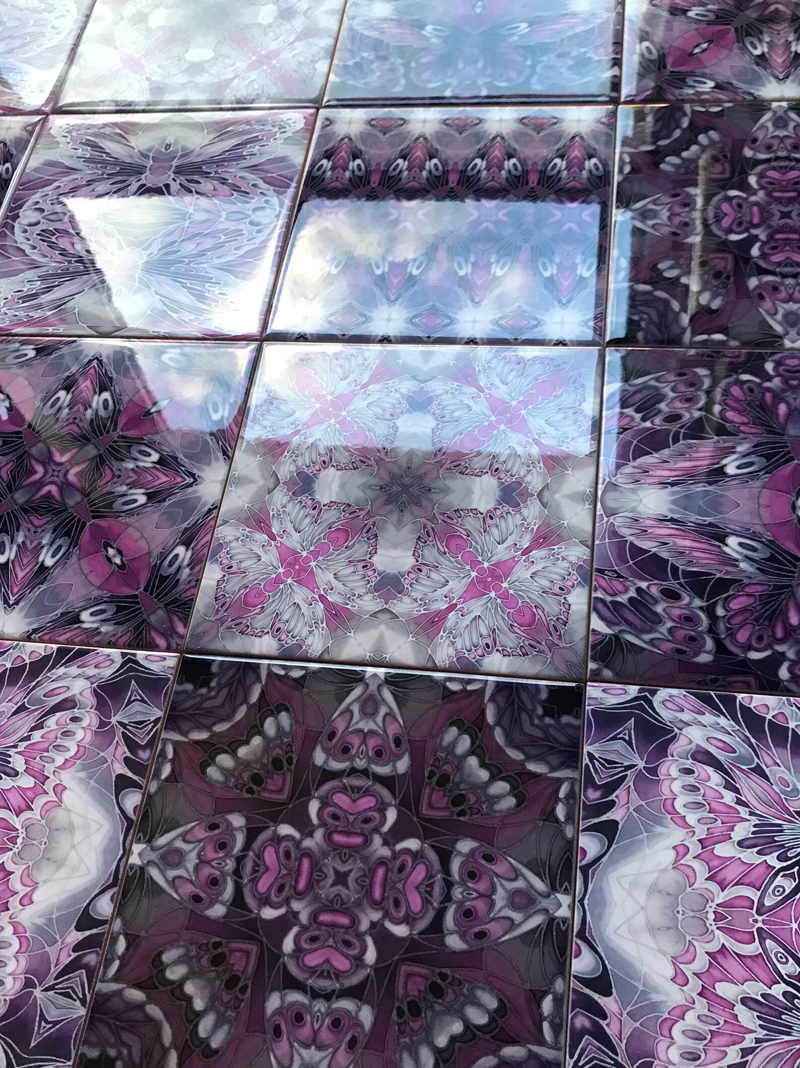 Gothic Mixed Set of 20 Hand Printed Tiles - Purple Black Charcoal ...