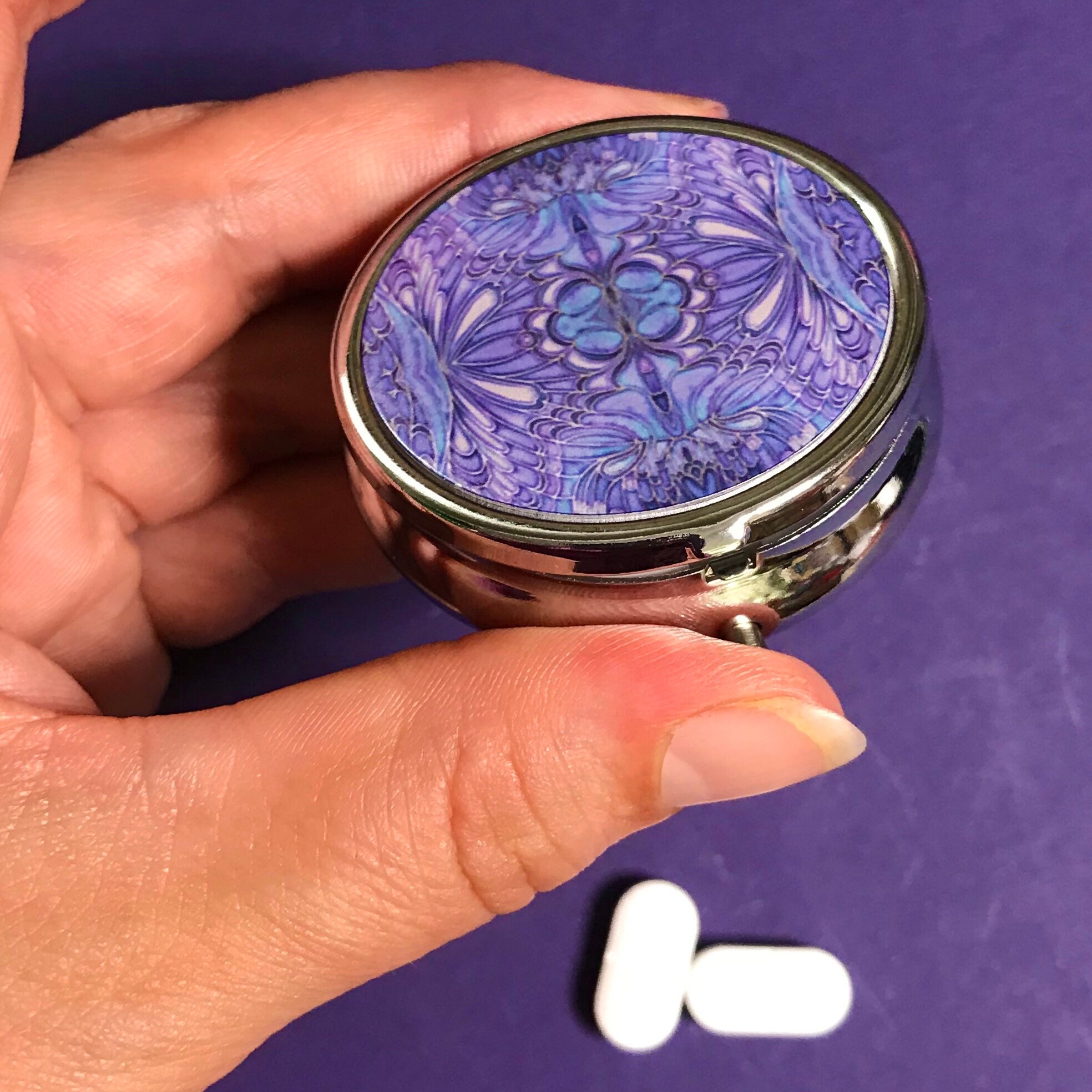 Blueberry Butterfly Pill Container Small and Beautiful - Etsy UK