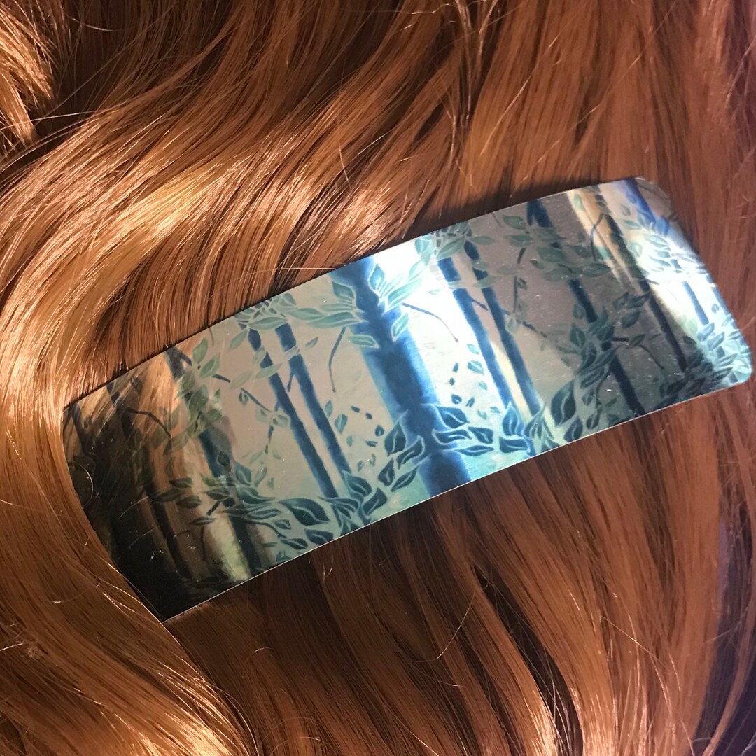 Teal Blue Green Trees Hair Slide - Large Hair Clip Gift for Her Pretty ...