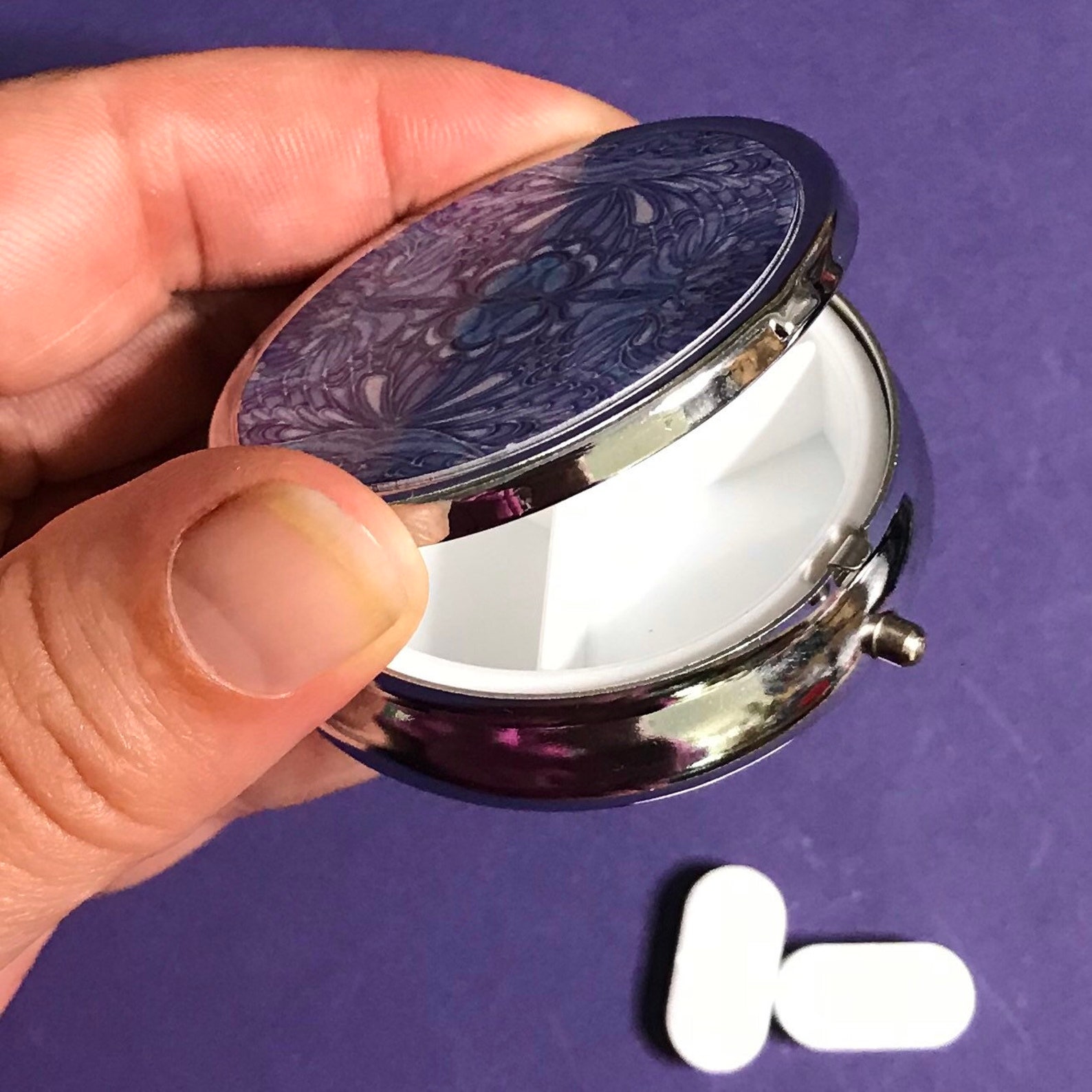 Blueberry Butterfly Pill Container Small and Beautiful | Etsy UK