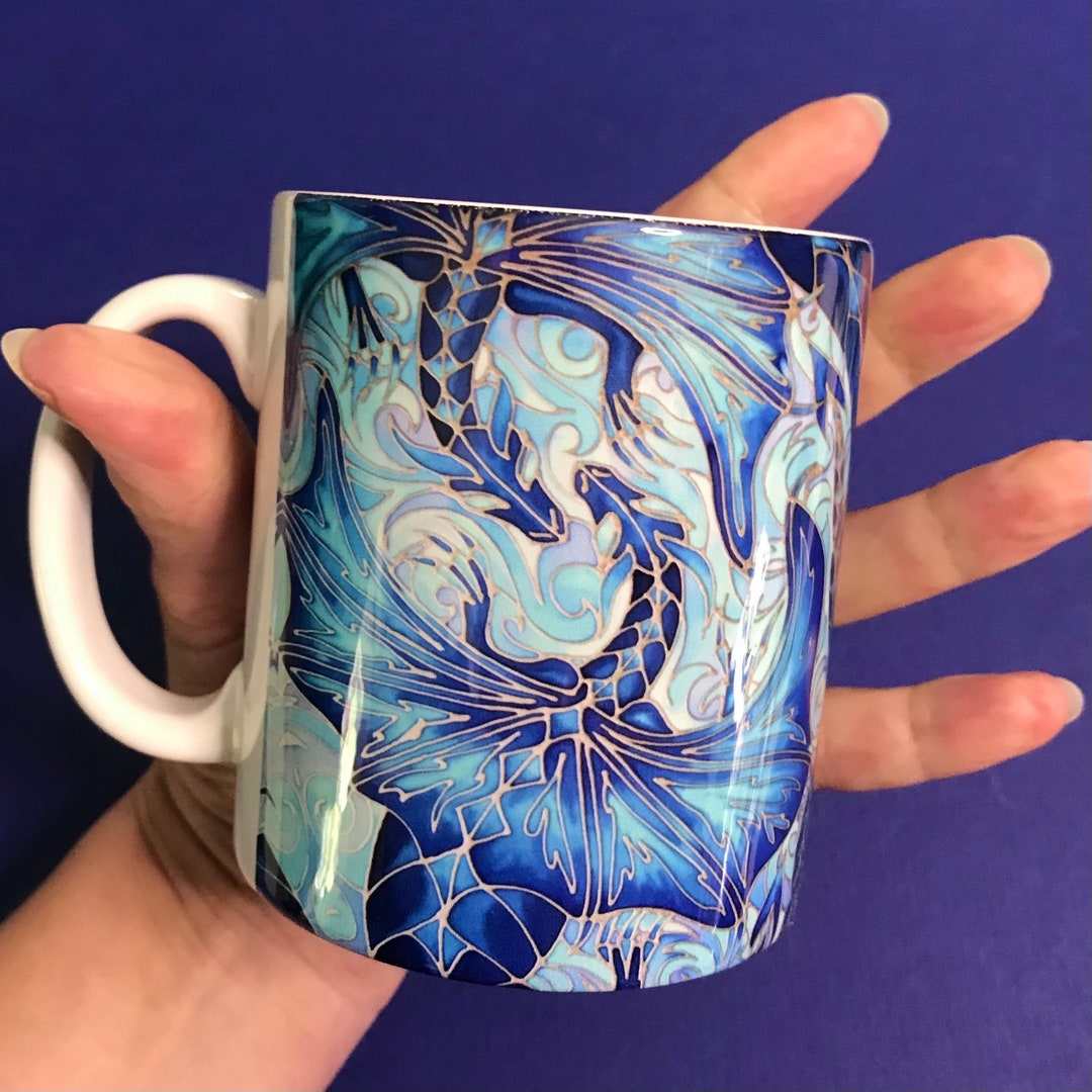 Blue Dragons Coffee/tea Mug OR Mug & Coaster Set - Dragon Mug Gift ...