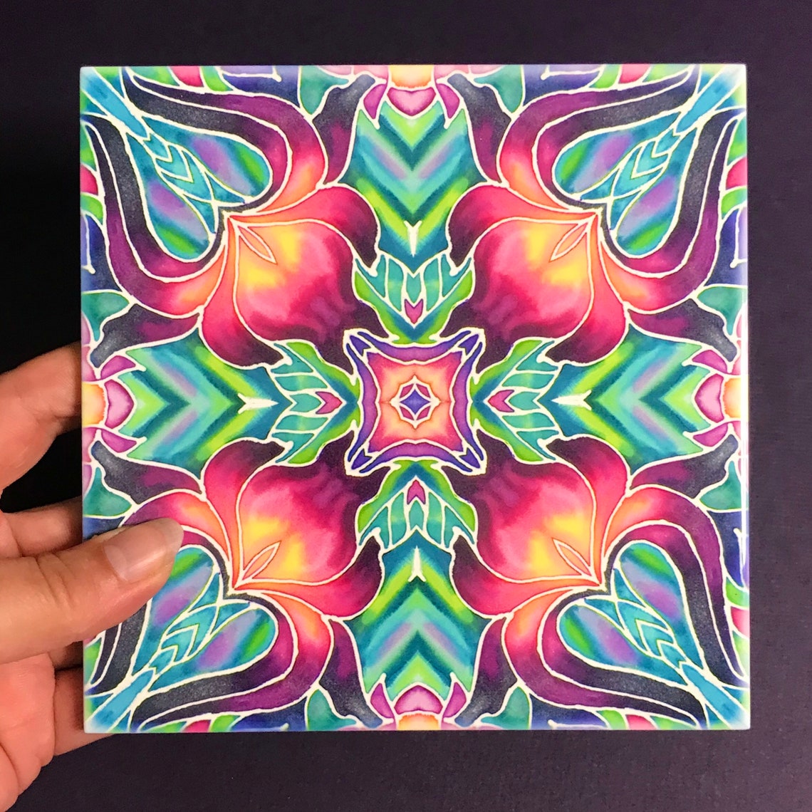Fabulous Purple Iris Kaleidoscope Hand Printed Tiles Arts - Etsy UK