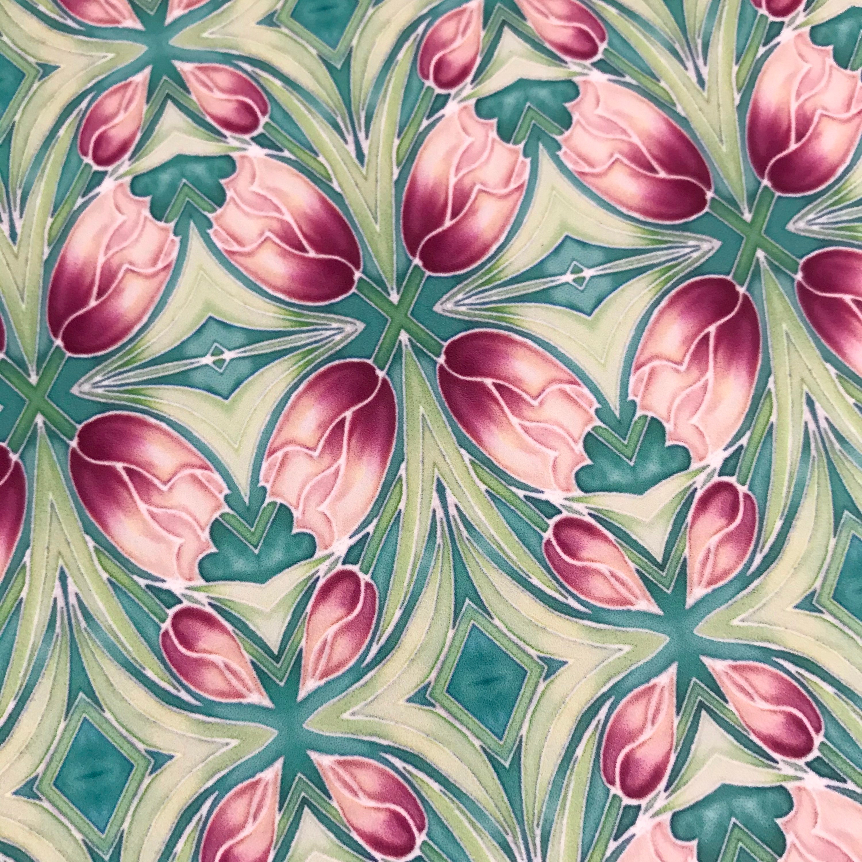 Fabulous Pink Tulip Hand Printed Tiles - Arts and Crafts Look Tiles ...