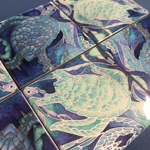 Turtle Mix 6” Square Wall Tiles - Blue, Turquoise and Aqua Home Decor ...