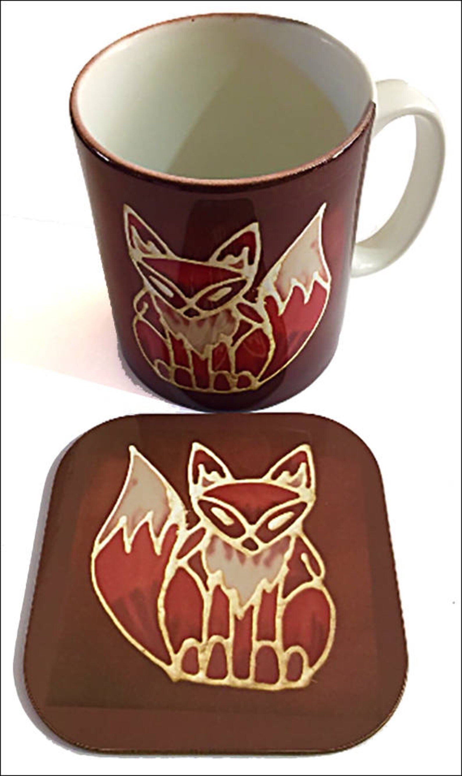 Cute Fox Ceramic Mug OR Foxy Mug and Coaster Box Set - Etsy UK