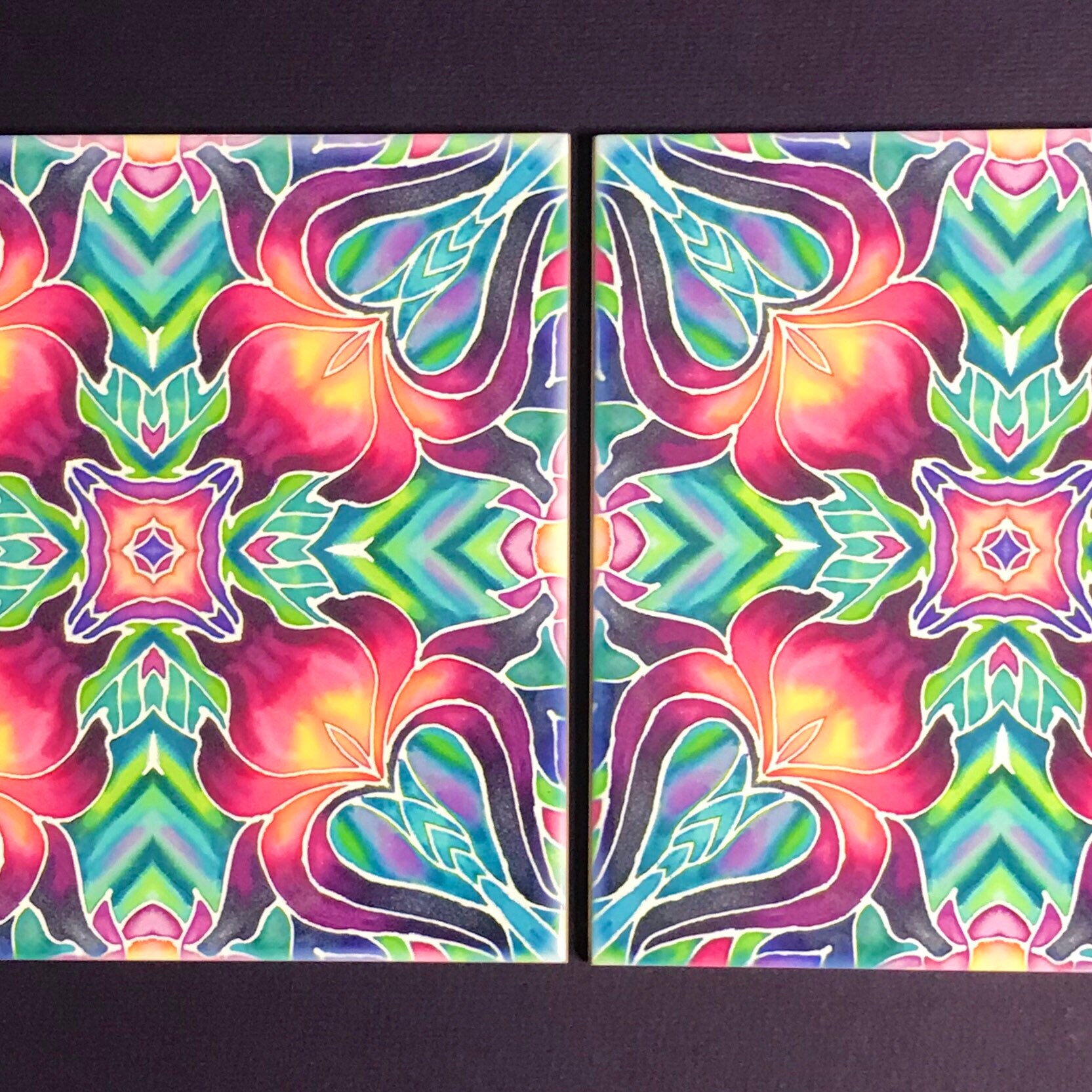 Fabulous Purple Iris Kaleidoscope Hand Printed Tiles Arts - Etsy UK