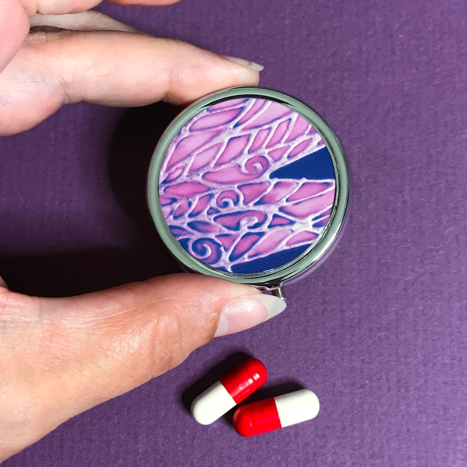 Deep Purple Handbag Size Tablets Box Small Medicine Storage | Etsy