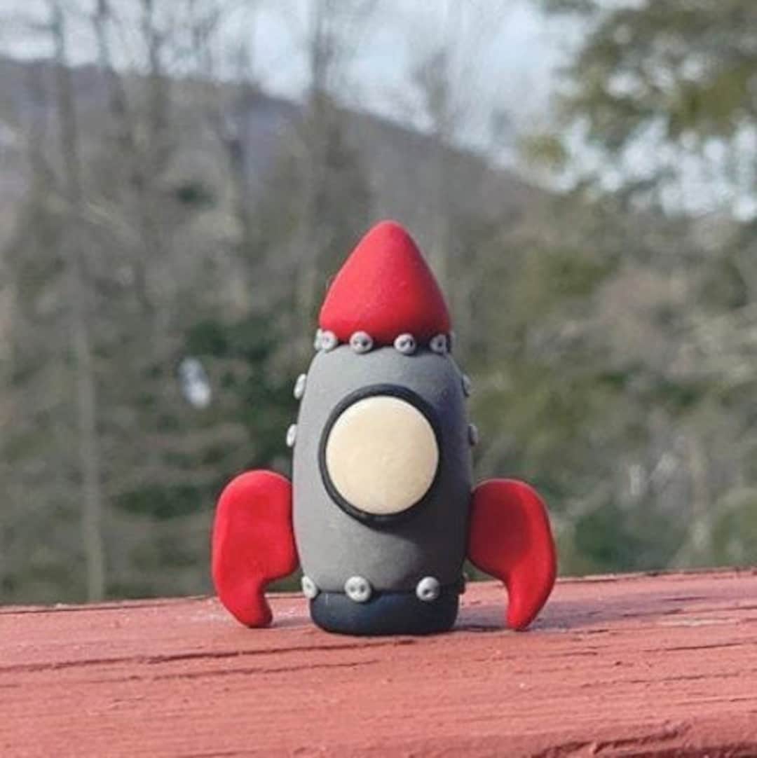 Handcrafted Clay Spaceship Figure Colorful Unique Gift - Etsy